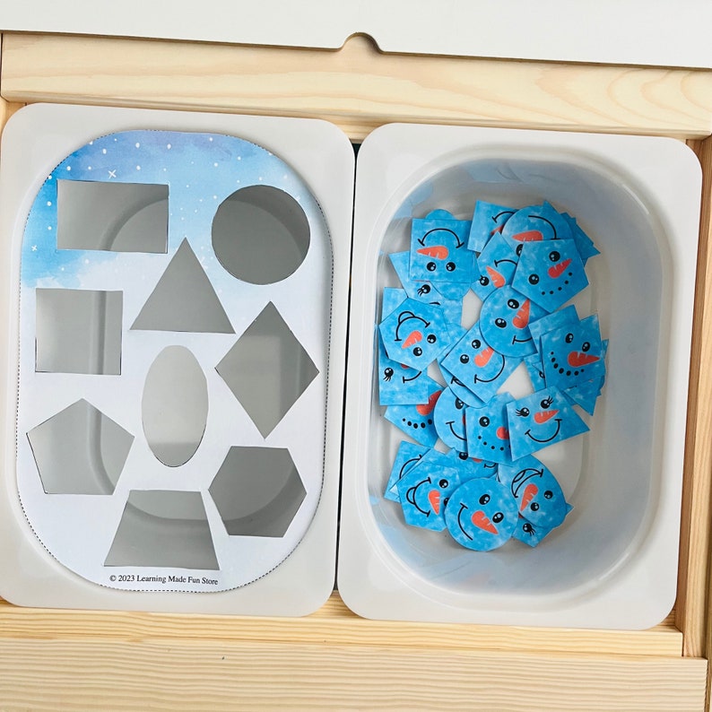 Snowmen Shapes Sorting Flisat Insert: Winter Preschool Activity ...