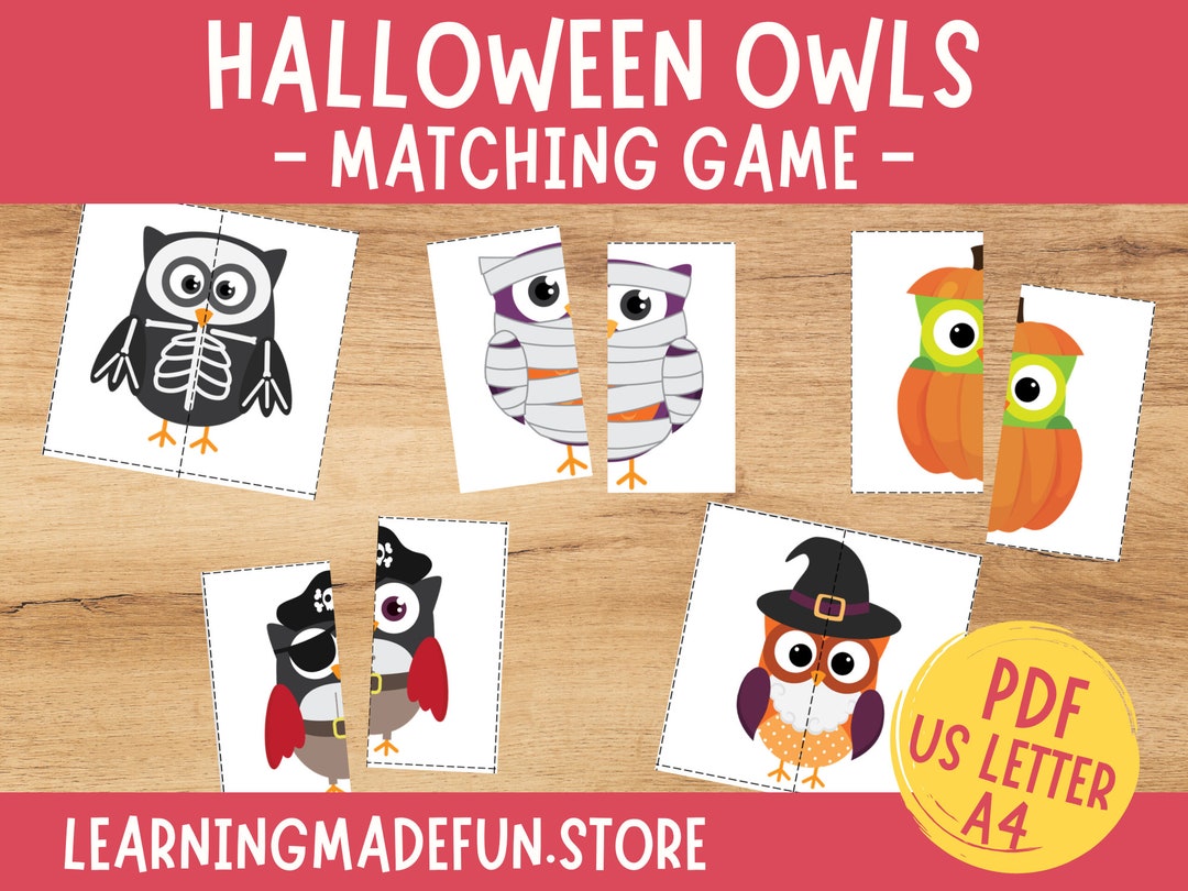 Halloween Matching Activity, Halloween Party Favors, Owls Game, Toddler ...