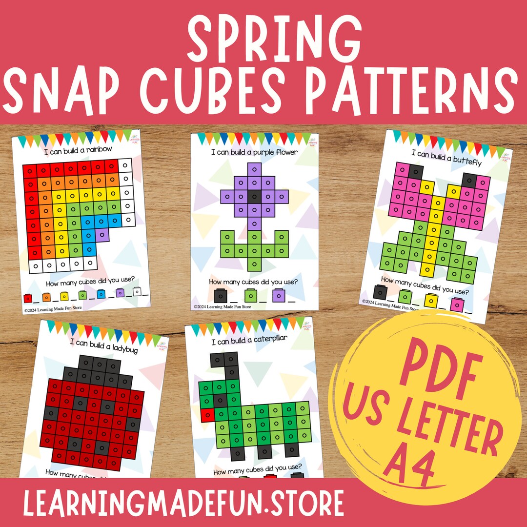 Spring Snap Cubes Mats, Connecting Cubes Task Cards, Preschool ...