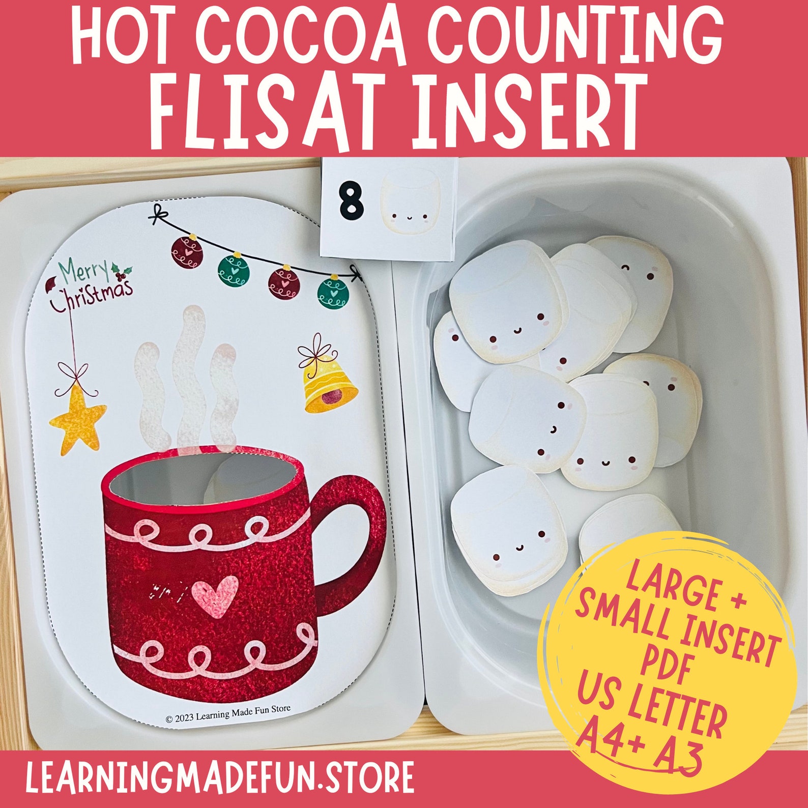 Christmas Hot Cocoa Counting Flisat Insert (digital Download) - Etsy