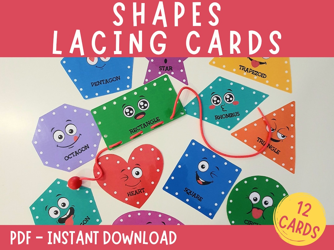 Shapes Printable Lacing Cards, Toddler Fine Motor Skill Activity ...