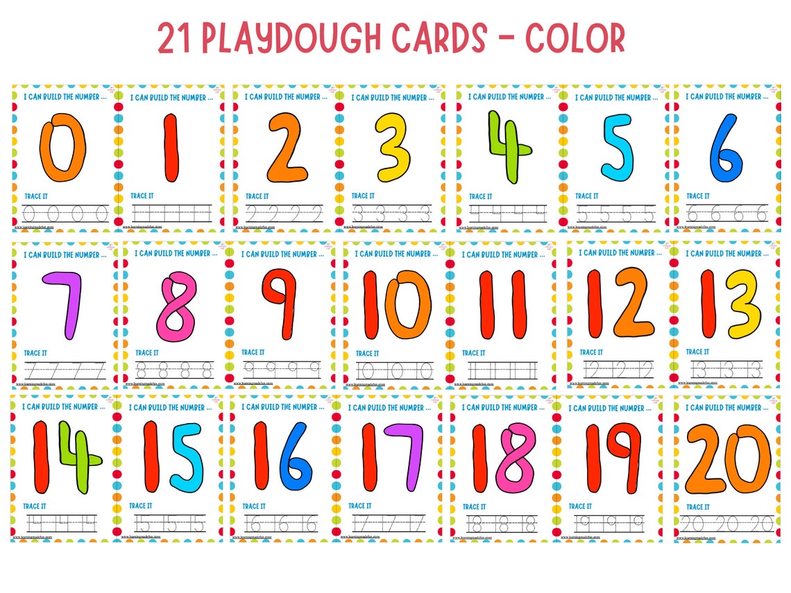 Numbers 0-20 Play Dough Mats Printable Play Doh Toddler | Etsy