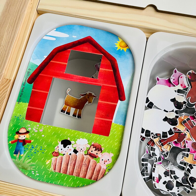 Farm Animals Size Sort Flisat Insert, Preschool Learning (digital ...