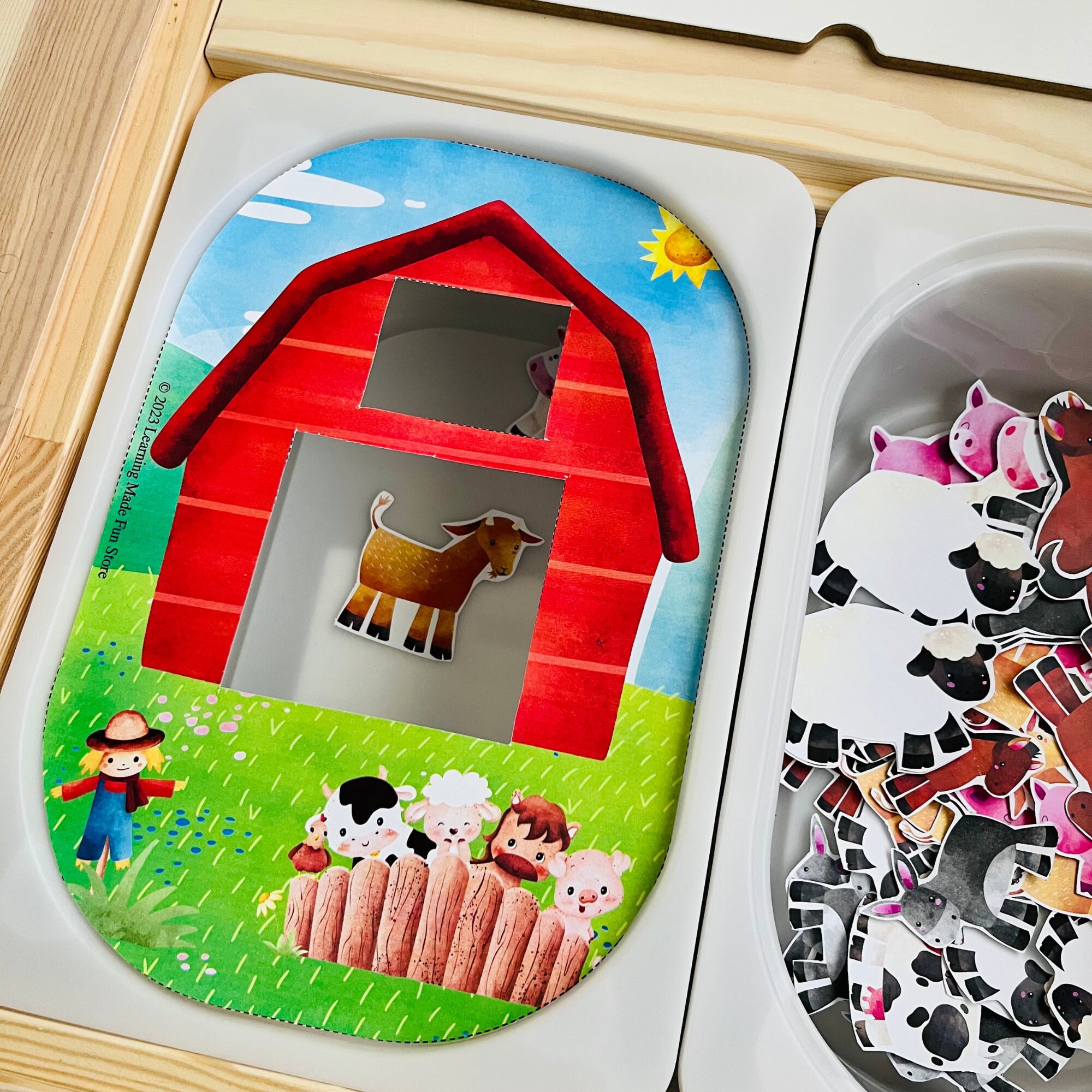 Farm Animals Size Sort Flisat Insert, Preschool Learning (digital ...