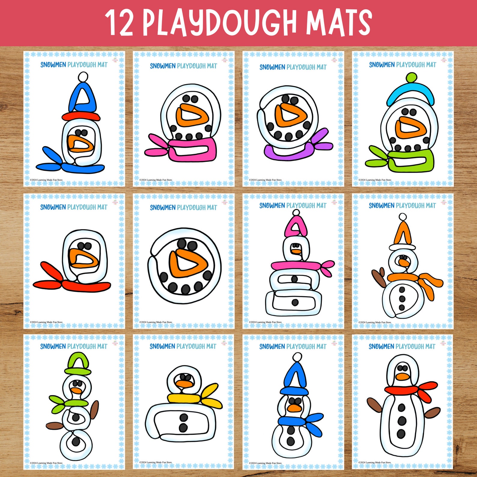 Snowmen Play Dough Mats: Winter Toddler Activities (printable) - Etsy