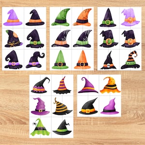 Printable Halloween Hats Matching Halves Game for Toddlers ...