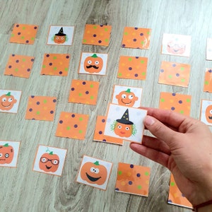 Halloween Memory Game, Pumpkin Matching Game for Toddlers, Preschool ...
