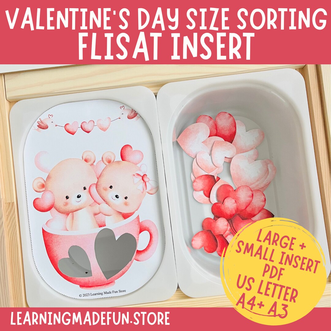 Valentines Day Size Sorting, Printable Flisat Insert, Trofast Insert ...