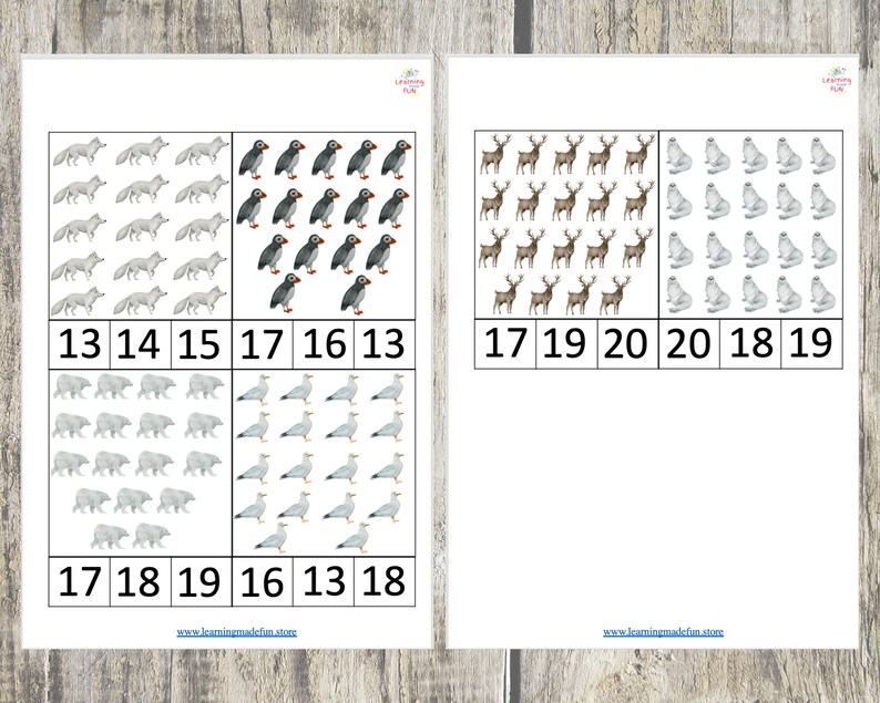 Arctic Animals Count and Clip Cards: Montessori Math (digital Download ...