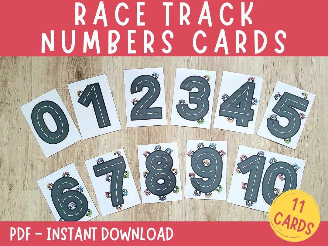 Numbers Tracing Flashcards, Race Track Number Flashcards, Numbers 0-10 ...