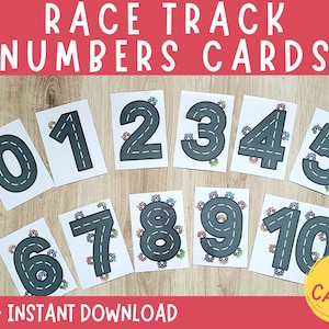 Numbers Tracing Flashcards, Race Track Number Flashcards, Numbers 0-10 ...