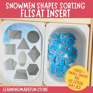Snowmen Shapes Sorting Printable Flisat Insert, Trofast Insert ...