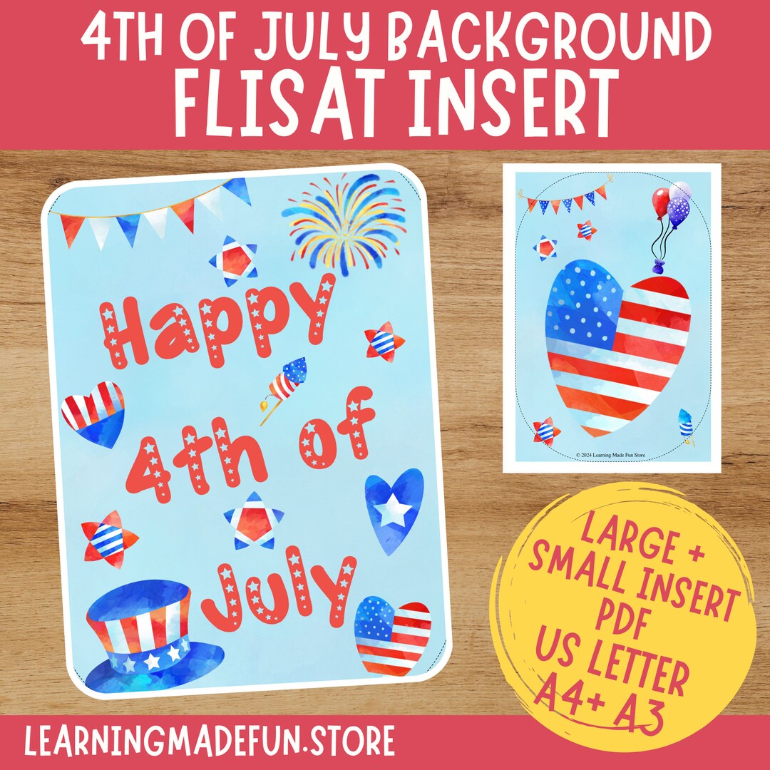 4th of July Flisat Insert, Patriotic Background (digital Download) - Etsy