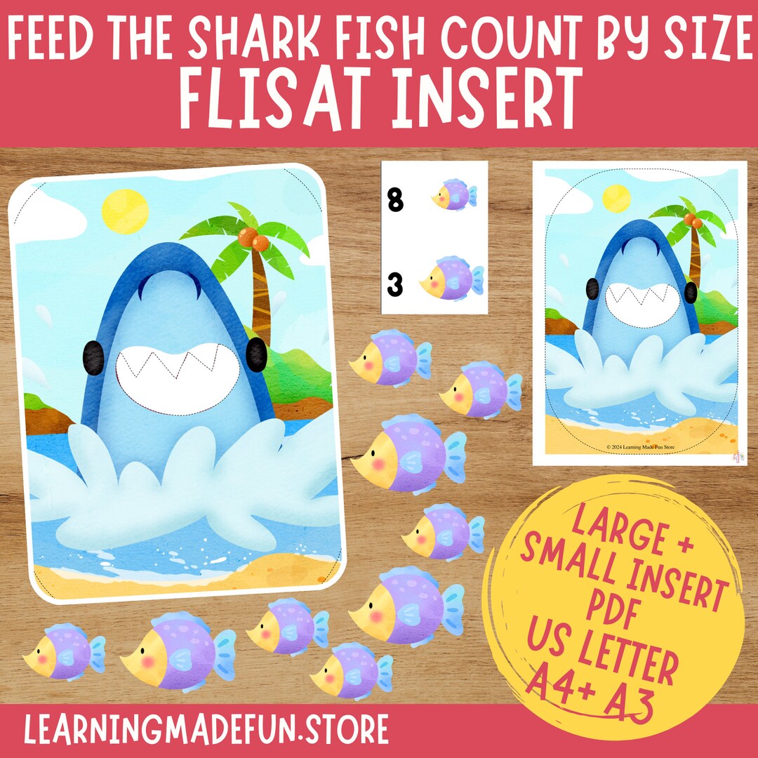 Feed Shark Fish Count by Size, Printable Flisat Insert, Trofast Insert ...