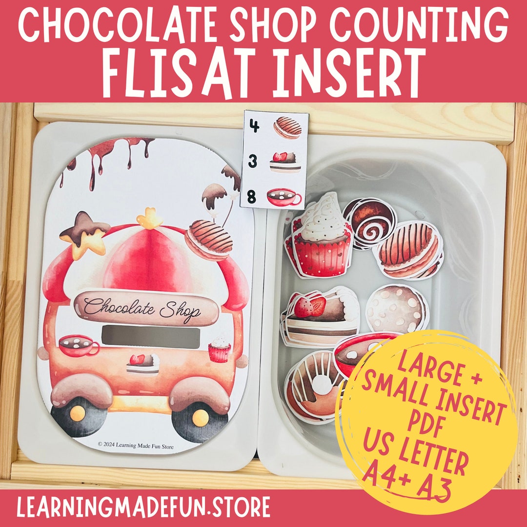 Chocolate Shop Counting Flisat Insert, Preschool Pretend Play (PDF ...