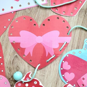 Valentine's Day Printable Lacing Cards, Toddler Fine Motor Skill ...