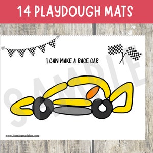 Race Cars Play Dough Mats Fine Motor Skills Visual Cards Play Doh Mats ...