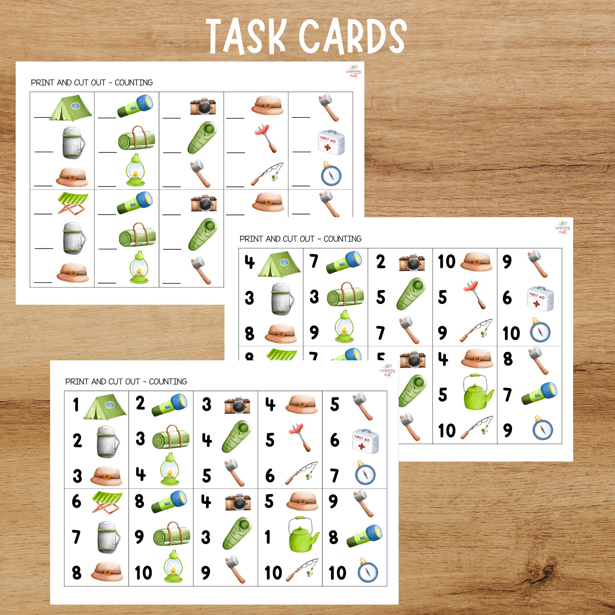 Camping Backpack Counting Flisat Insert, Preschool Pretend Play ...