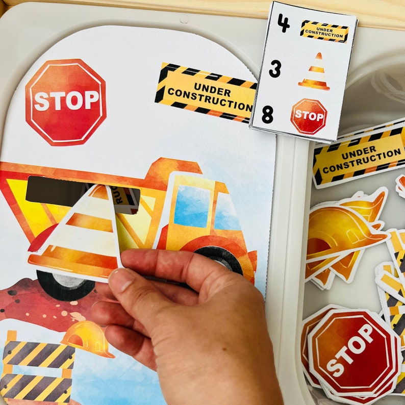 Construction Truck Counting Flisat Insert, Preschool Pretend Play ...