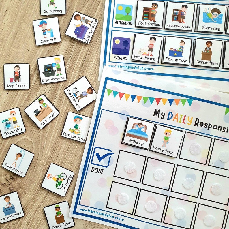 Chore Chart Kids Daily Routine Printable Rhythm Chart Daily - Etsy Canada