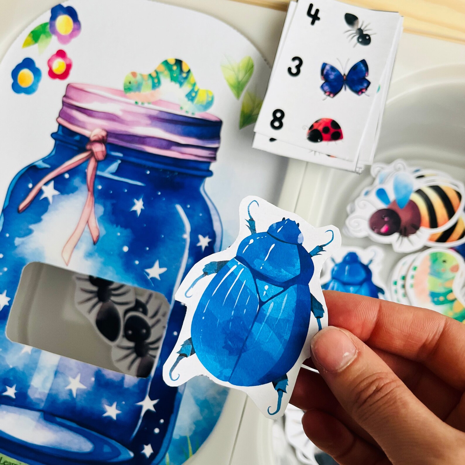 Bugs in Jar Counting Flisat Insert, Preschool Learning (digital ...