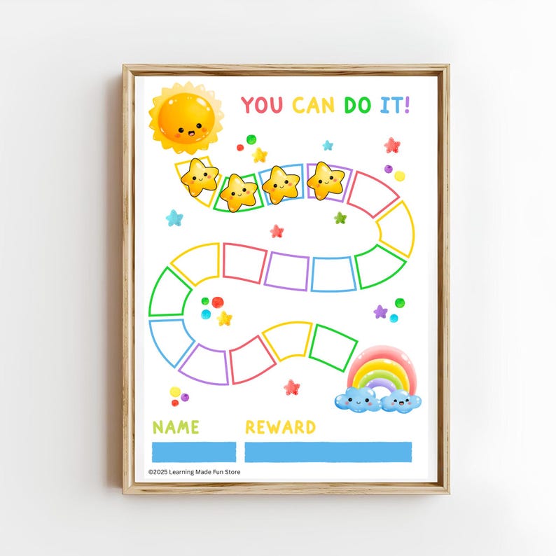 Printable Reward Chart for Kids – Sun and Rainbow Theme – Positive ...