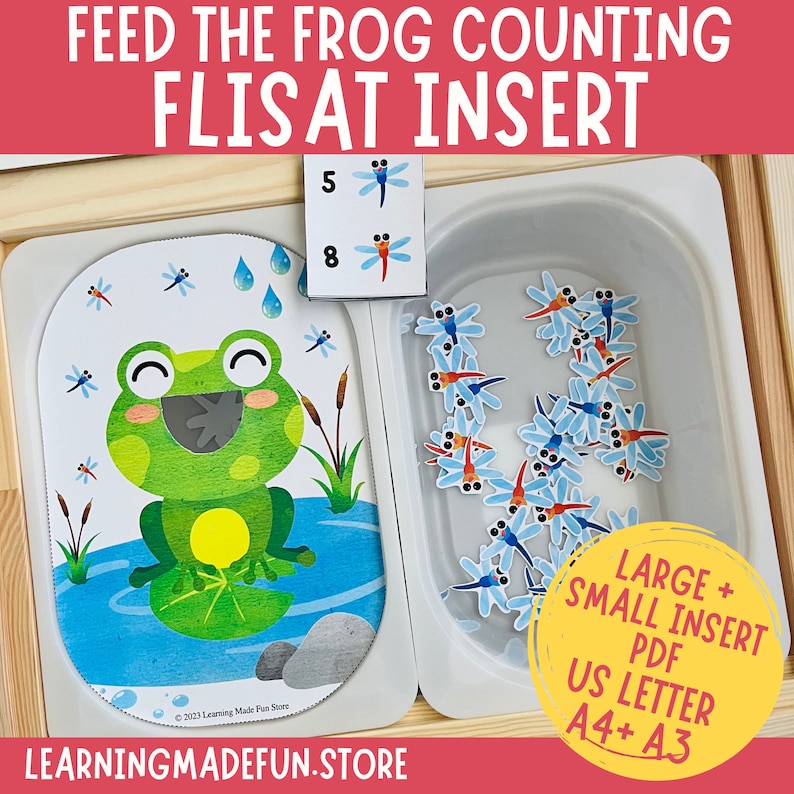 Feed the Frog Counting Flisat Insert, Pond Activity (printable) - Etsy