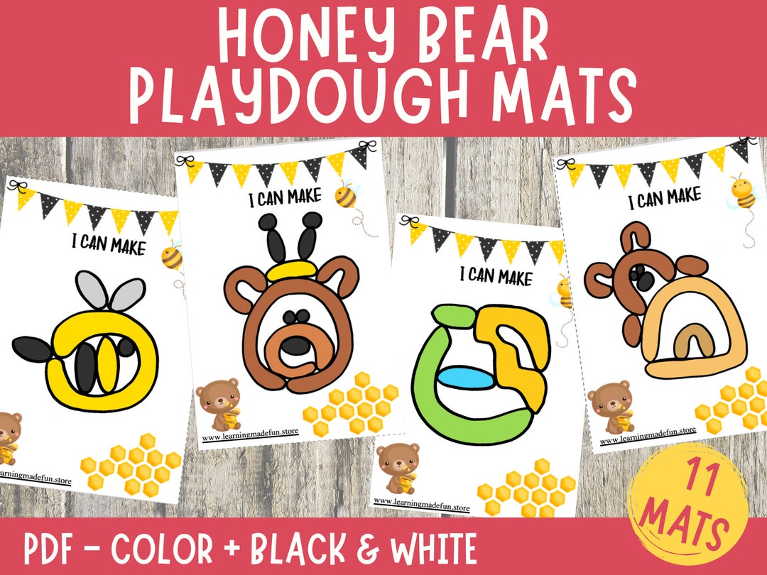 Bear Play Dough Mats Fine Motor Skills Visual Cards Bee Play Doh Mats ...