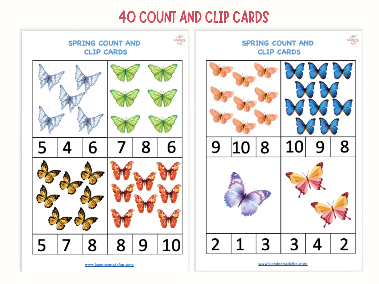 Montessori Spring Count Clip Cards Numbers 1-10 Count and | Etsy