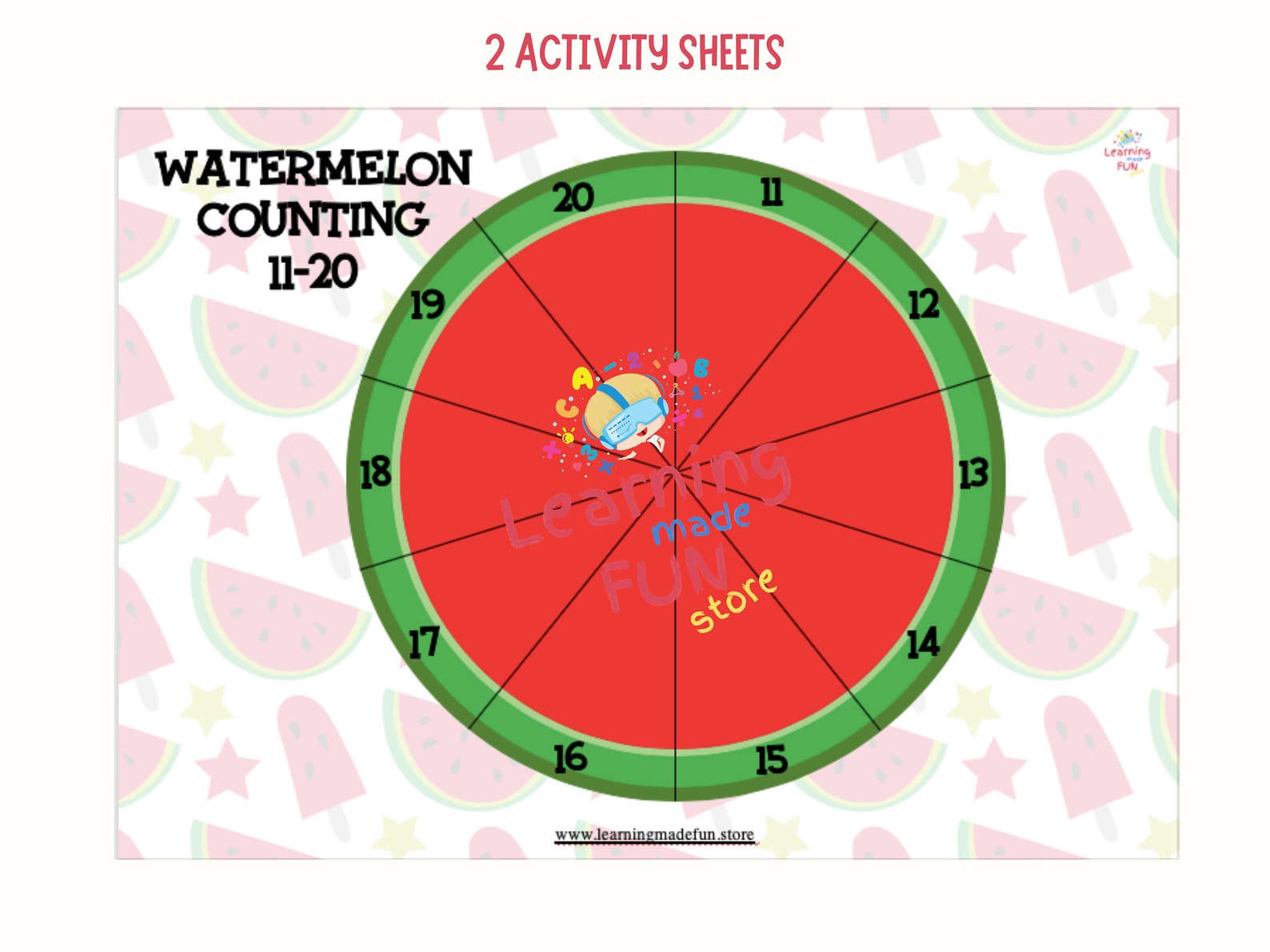 Watermelon Counting Activity Busy Book Printable Count 1-20 | Etsy