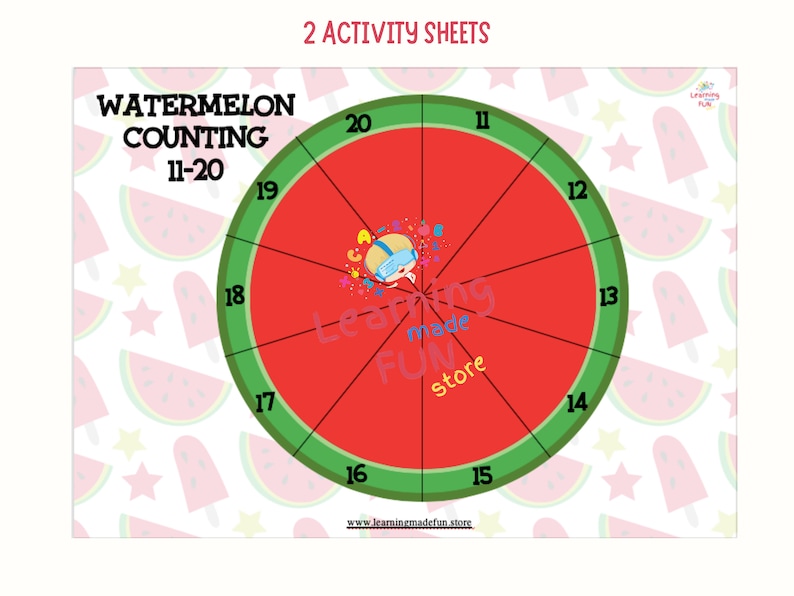 Watermelon Counting Activity Busy Book Printable Count 1-20 | Etsy