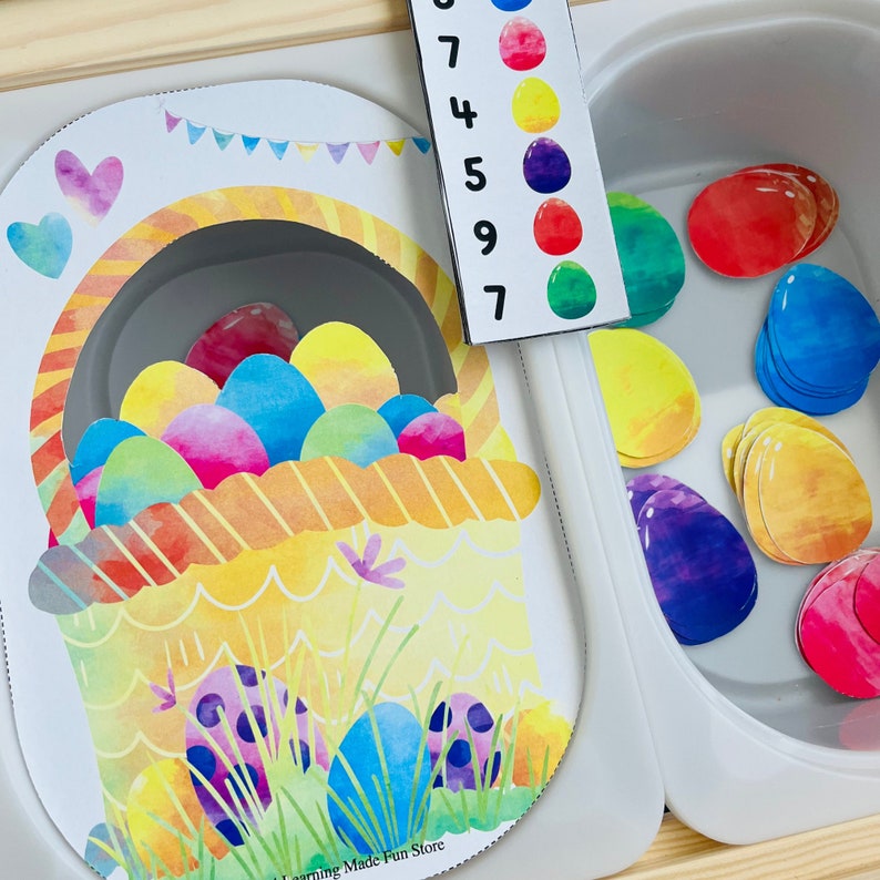 Easter Eggs Color Counting Flisat Insert, Preschool Learning (digital ...