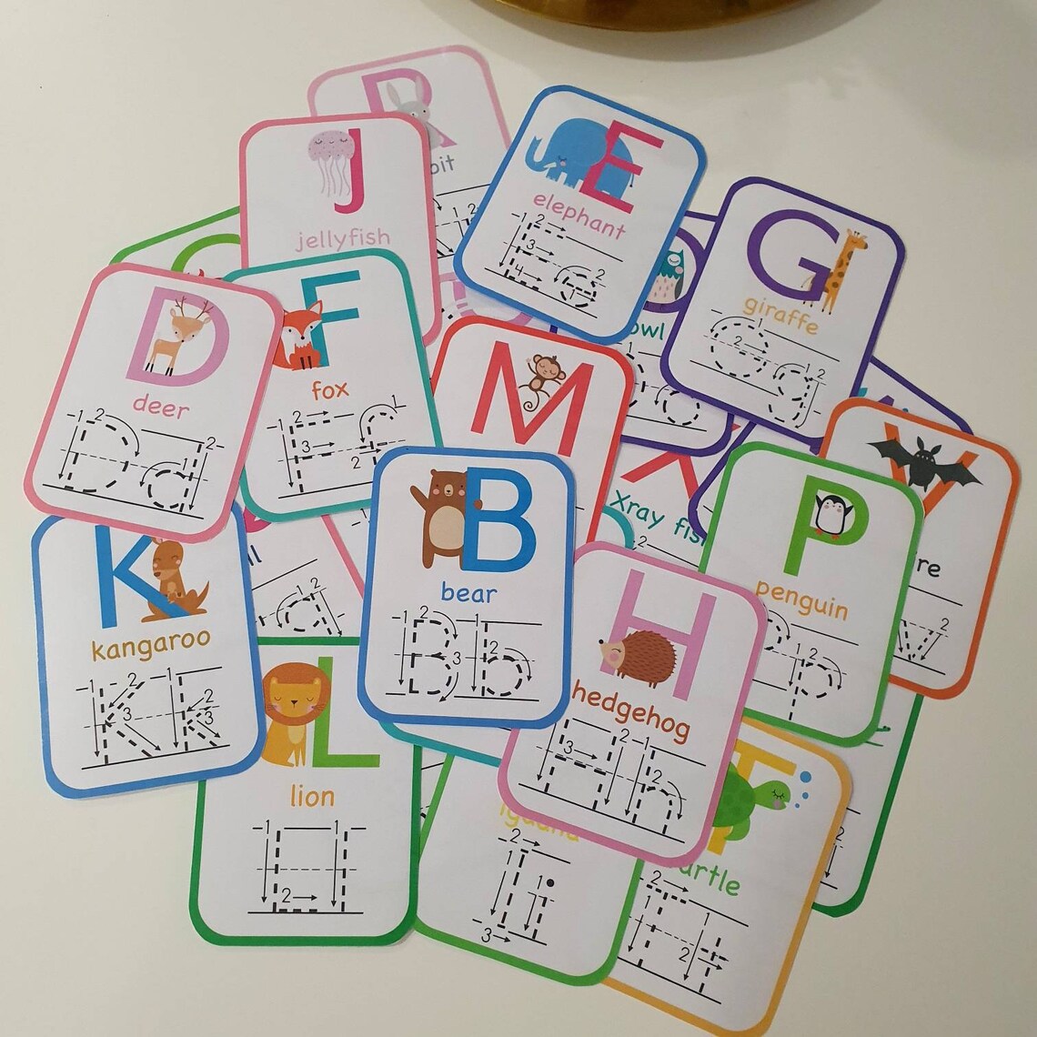 Alphabet Tracing Printable Flashcards ABC Flashcards - Etsy