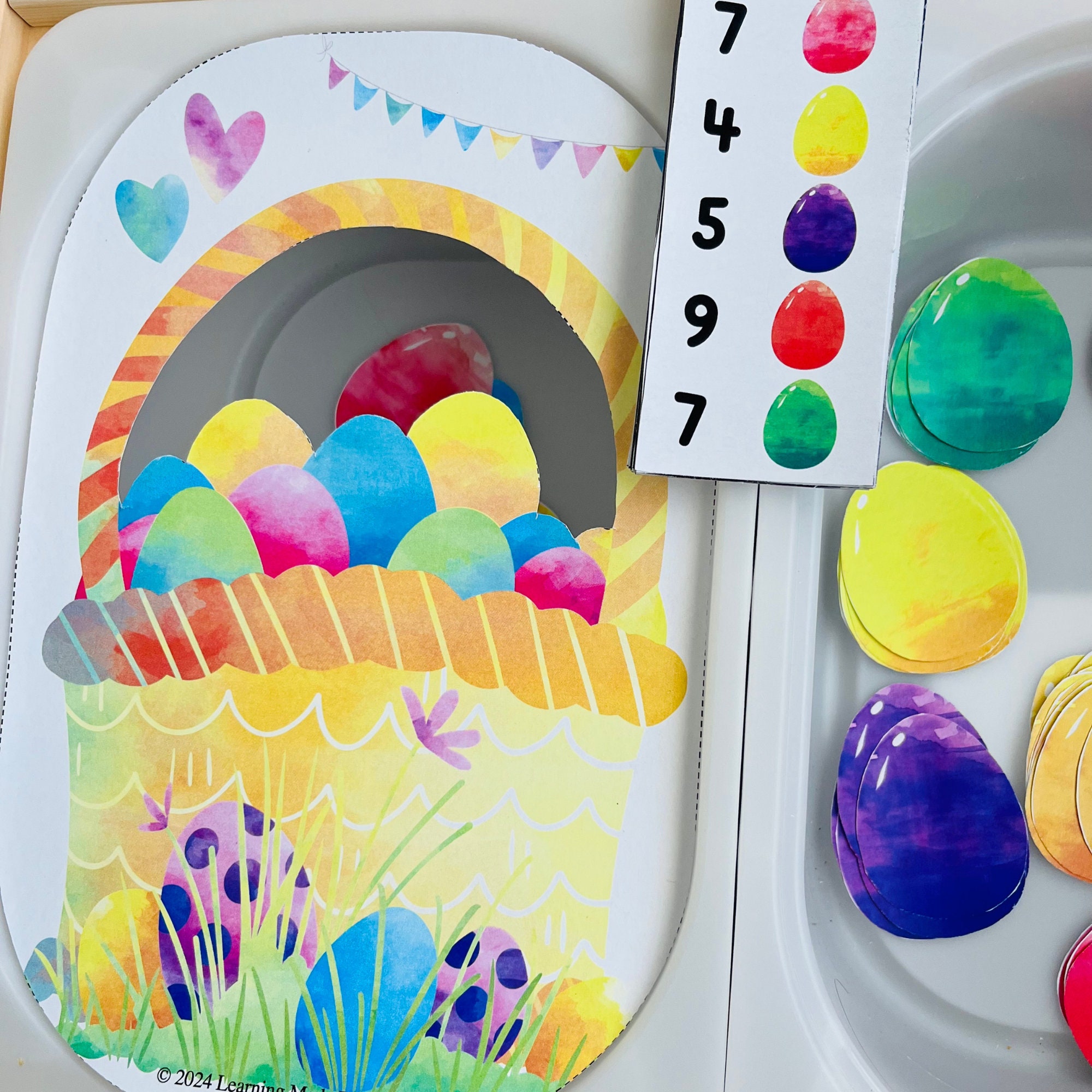 Easter Eggs Color Counting Flisat Insert, Preschool Learning (digital ...