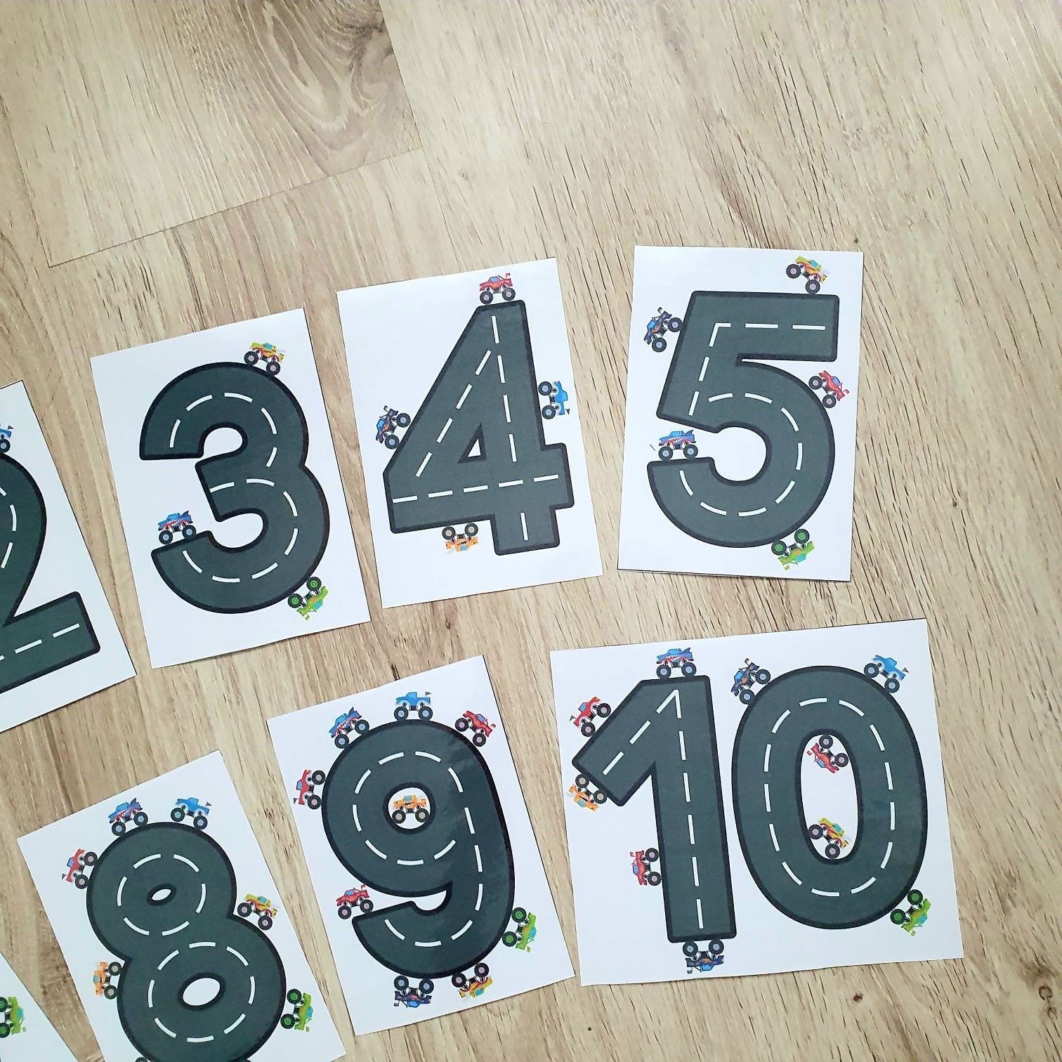 Numbers Tracing Flashcards Race Track Number Flashcards - Etsy