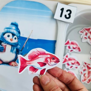 Penguin Fishing Counting Flisat Insert, Arctic Sensory Play (digital ...