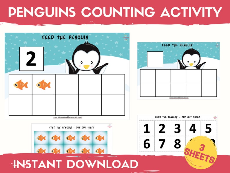 Penguin Counting Activity Numbers 1-10 Count Count - Etsy UK