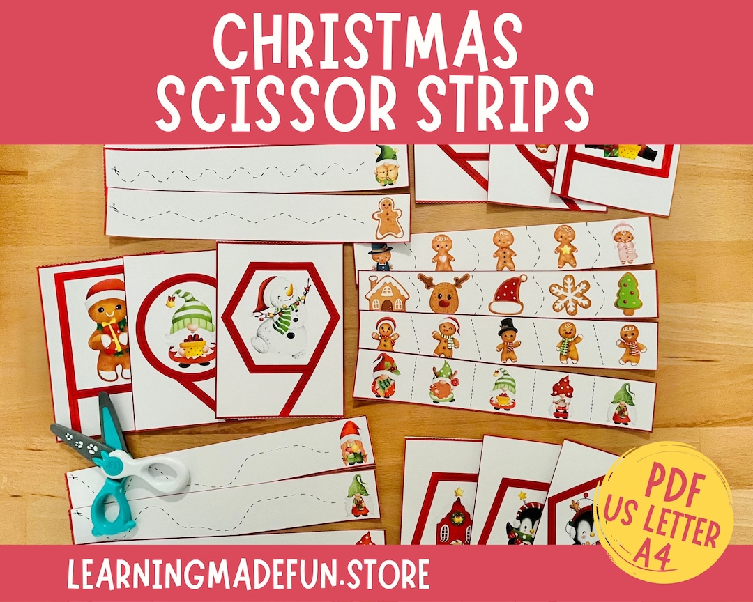 Christmas Scissor Skills Strips: Fine Motor Practice (digital Download ...