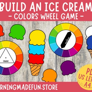 Build an Ice Cream Game Color Wheel for Kids Color Theory | Etsy