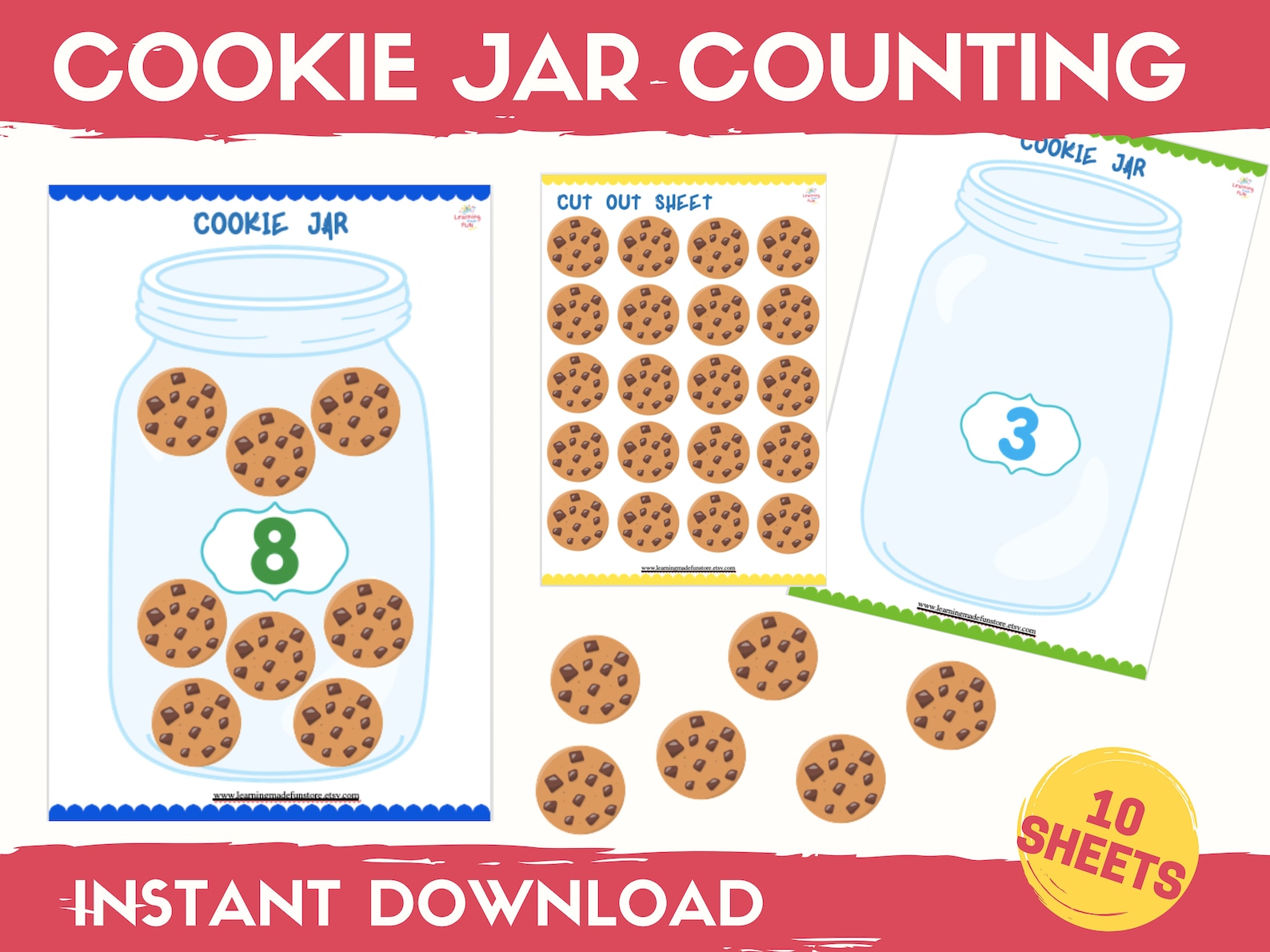 Cookie Jar Counting Activity Numbers 1-10 Count Count - Etsy Canada