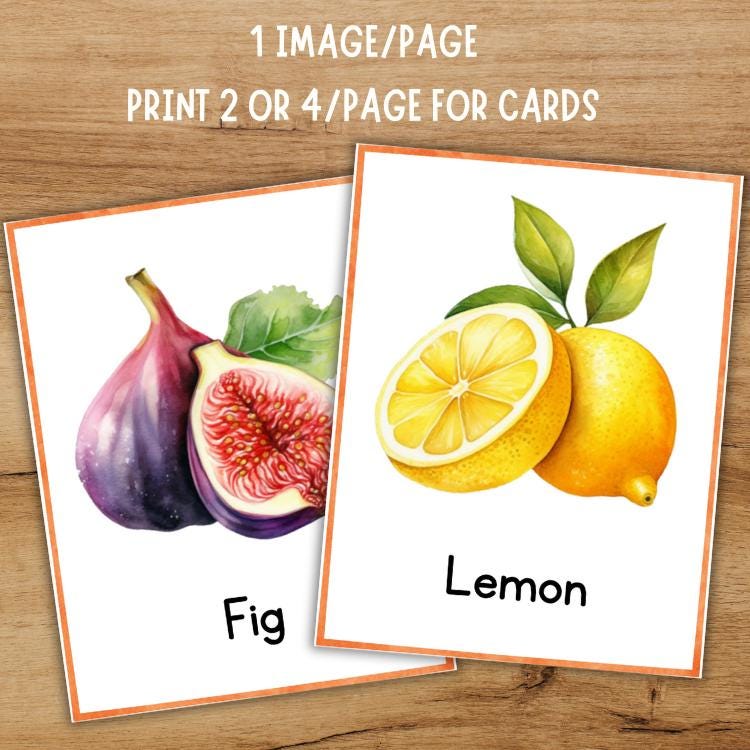 Printable Watercolor Fruits Flashcards for Kids | Toddler Preschool ...
