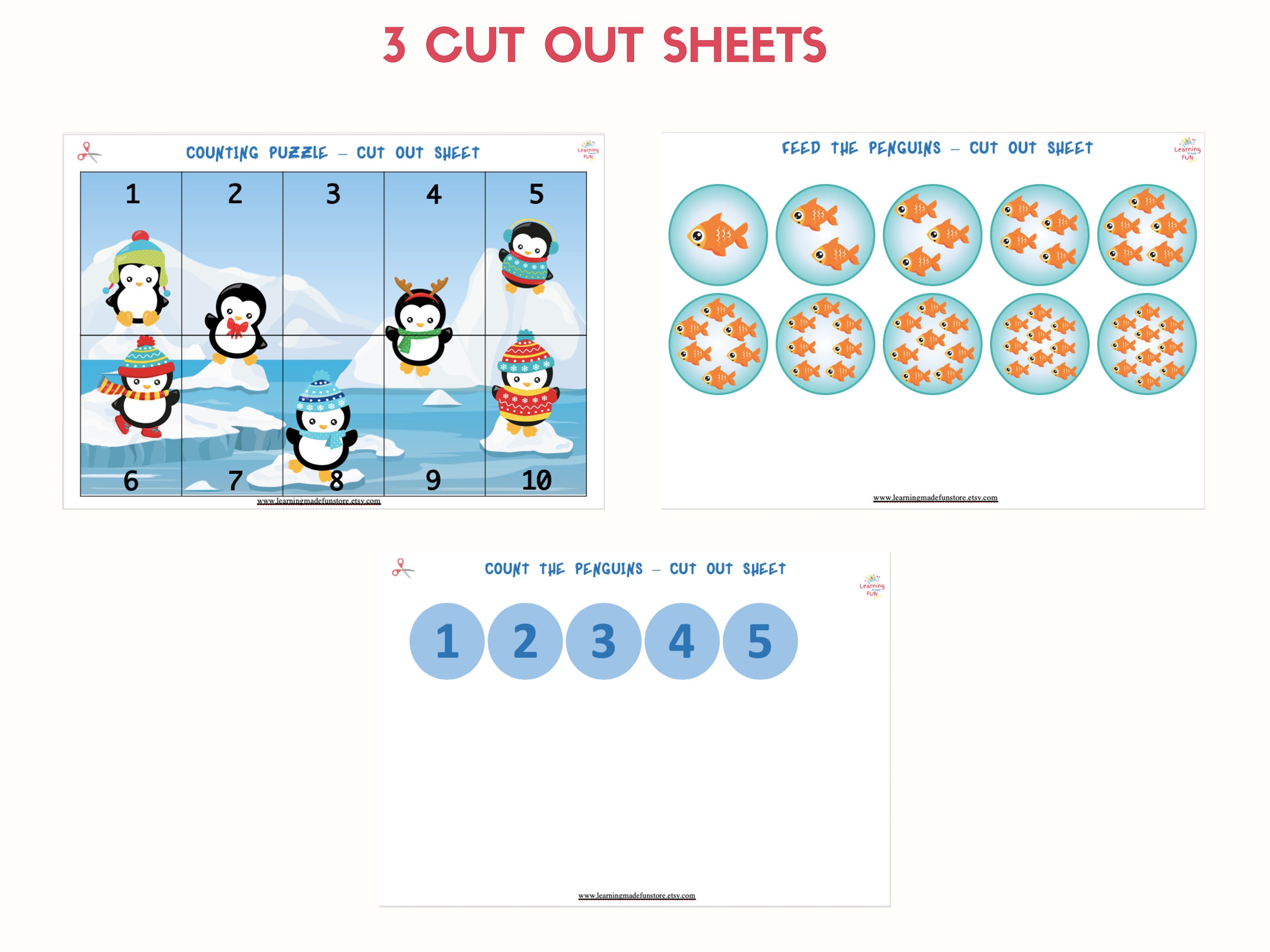 Penguin Counting Activity: Numbers 1-10, Toddler Homeschool (digital ...