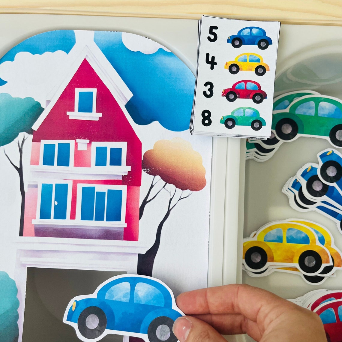 Cars Counting Flisat Insert, Garage Learning Game (digital Download) - Etsy