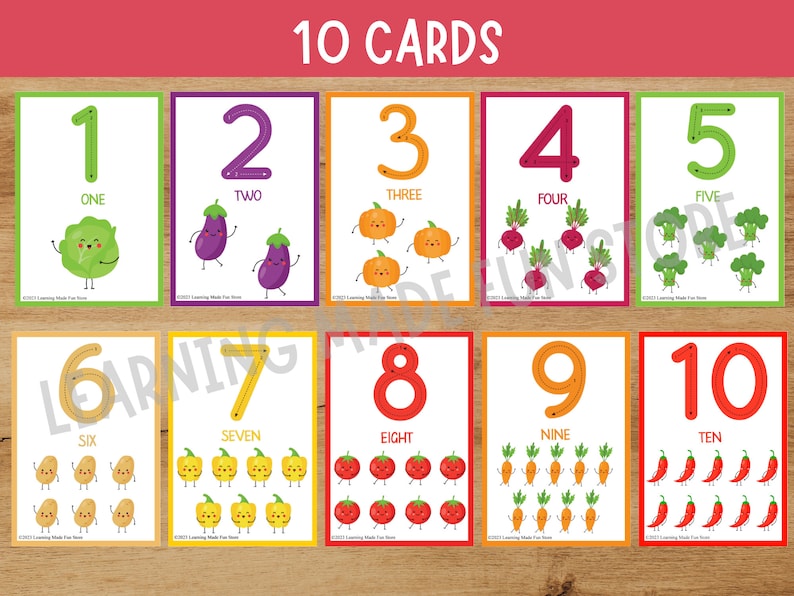 Numbers Flashcards: Preschool & Kindergarten Math (digital Download) - Etsy