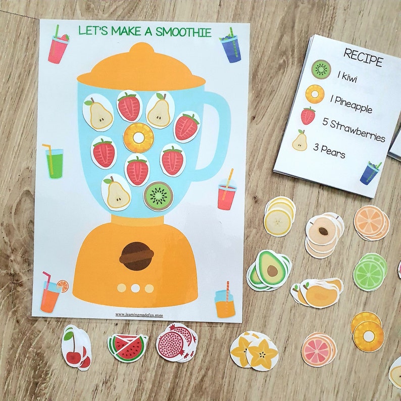 Smoothie Counting Game: Preschool Math Pretend Play (PDF) - Etsy