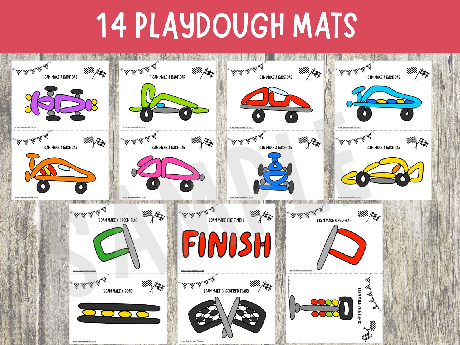 Race Cars Play Dough Mats Fine Motor Skills Visual Cards Play - Etsy