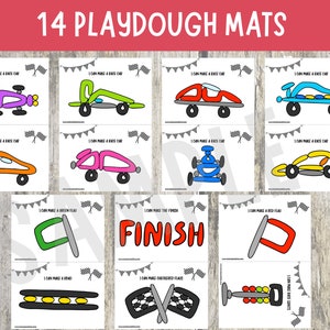 Race Cars Play Dough Mats Fine Motor Skills Visual Cards Play Doh Mats ...