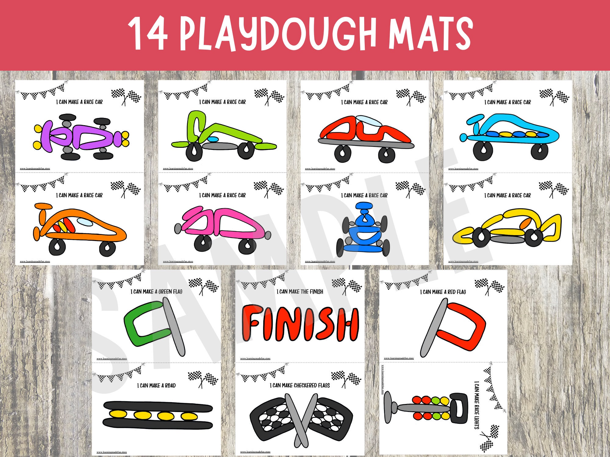 Race Car Play Dough Mats: Fine Motor Skills Activity (digital Download ...