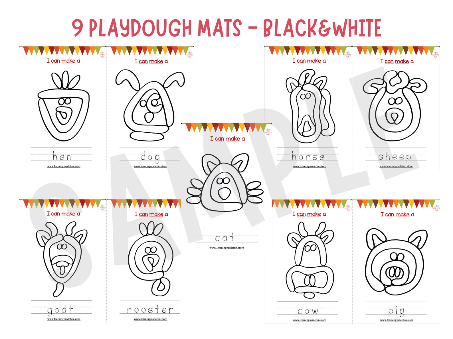 Farm Animals Play Doh Mats Visual Cards Printable Play Dough - Etsy UK