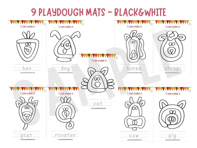 Farm Animals Play Dough Mats: Montessori Toddler Activities (PDF) - Etsy